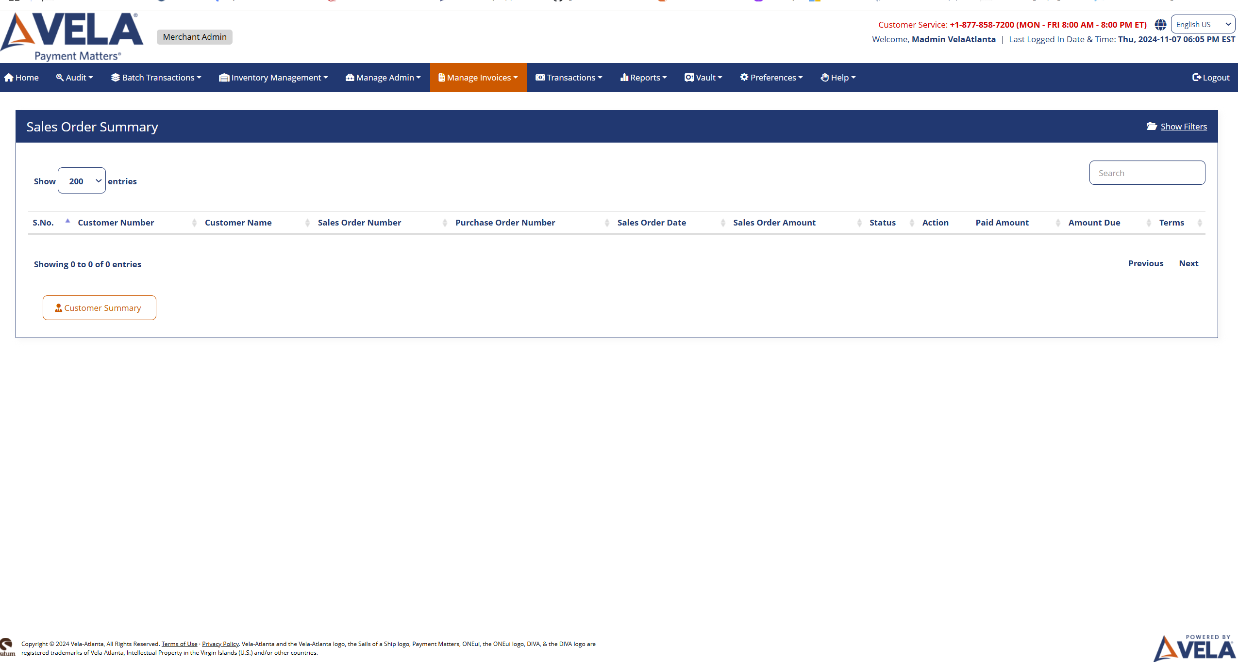 Sales Order Summary - VELA Admin Guide
