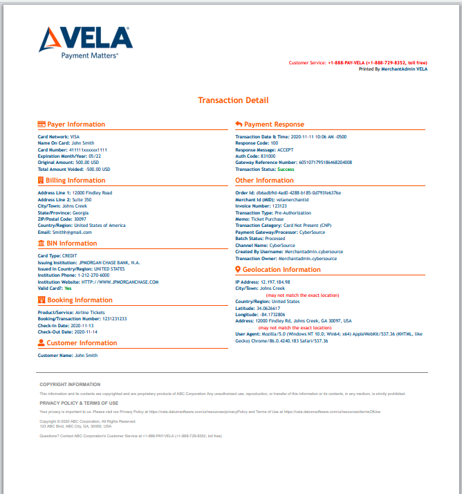 Print Transactions - VELA Admin Guide