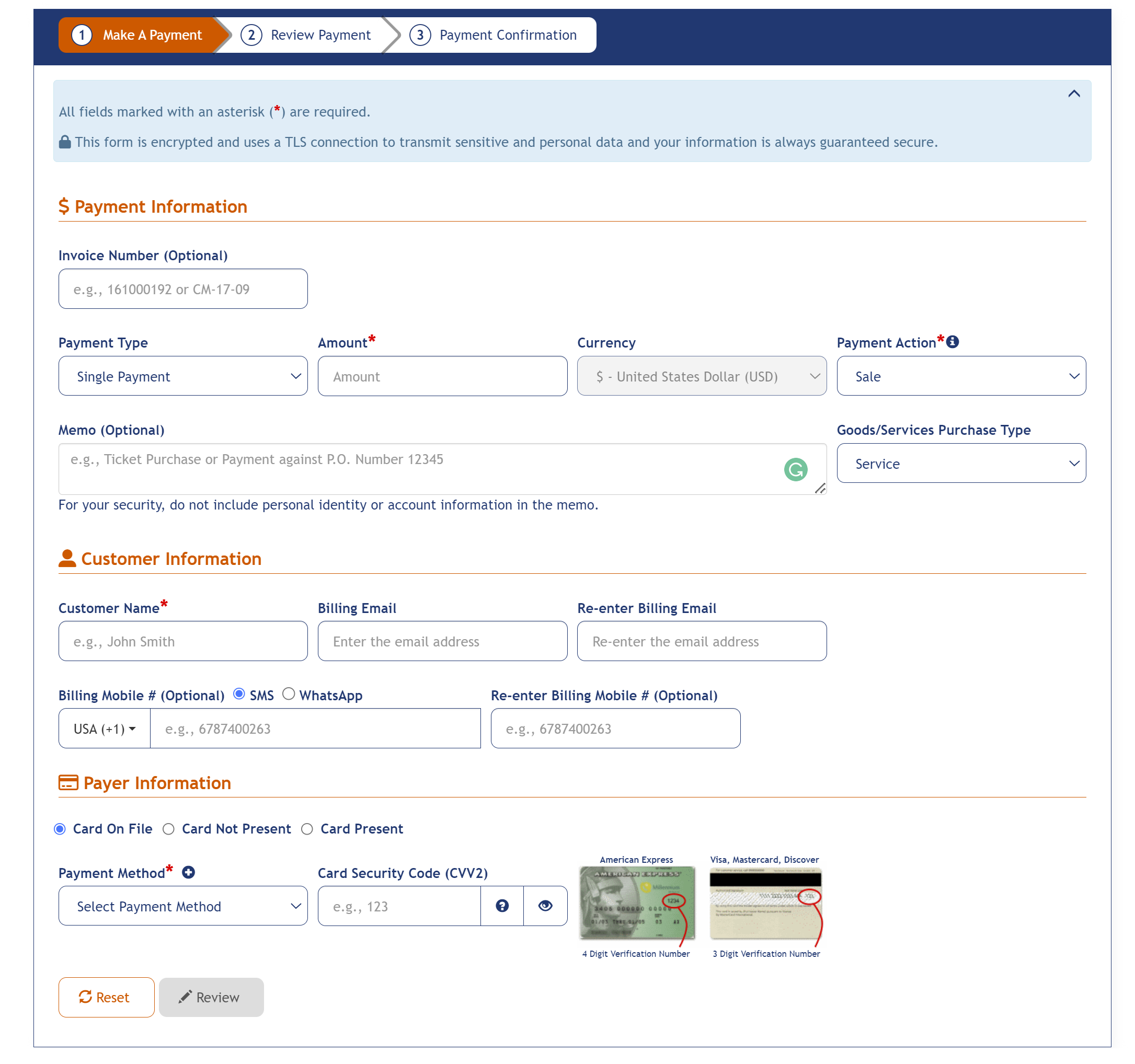 Make A Payment - Card On File - ONEui User Guide